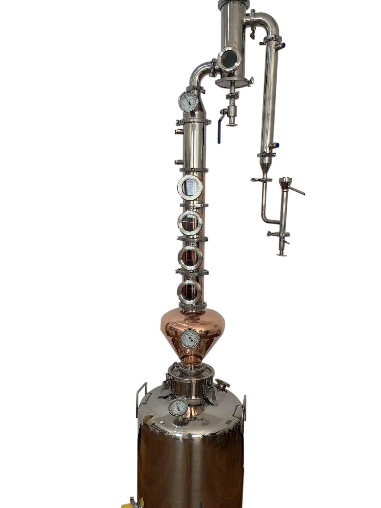 100L / 26 Gallons 4 inch Copper Column Still with Helmet and Gin baske ...