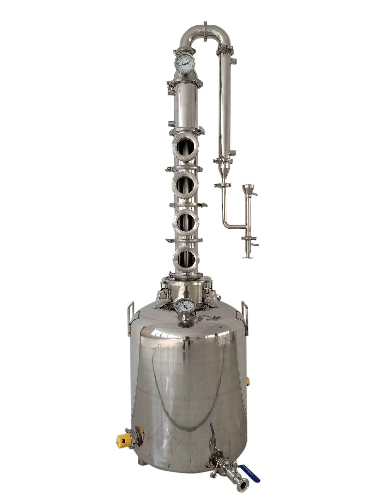 100Lt/26 Ga 4 inch 4 Plates Stainless Steel Reflux Still / Flute Still ...