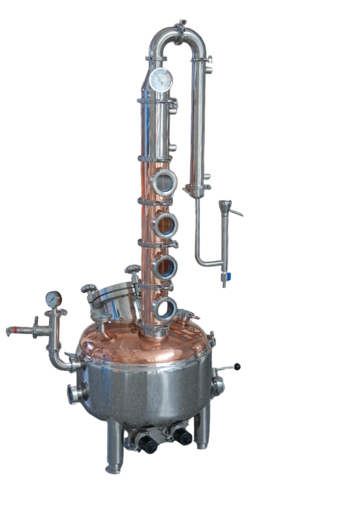 13 Gallons Copper Jacketed Bain-Marie 4" Copper Reflux Column Still ...