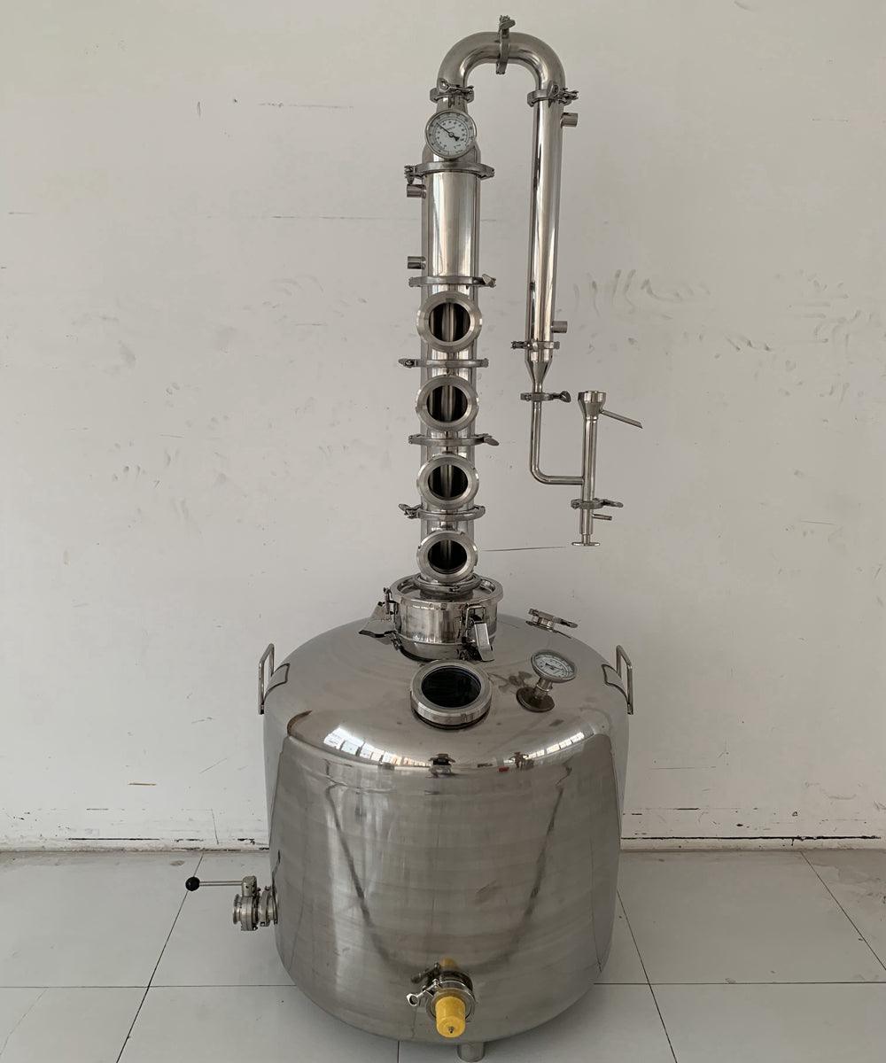 200Lt / 52 Gallon Non Jacket 4" 4 Plates Flute Column Still / Reflux S ...