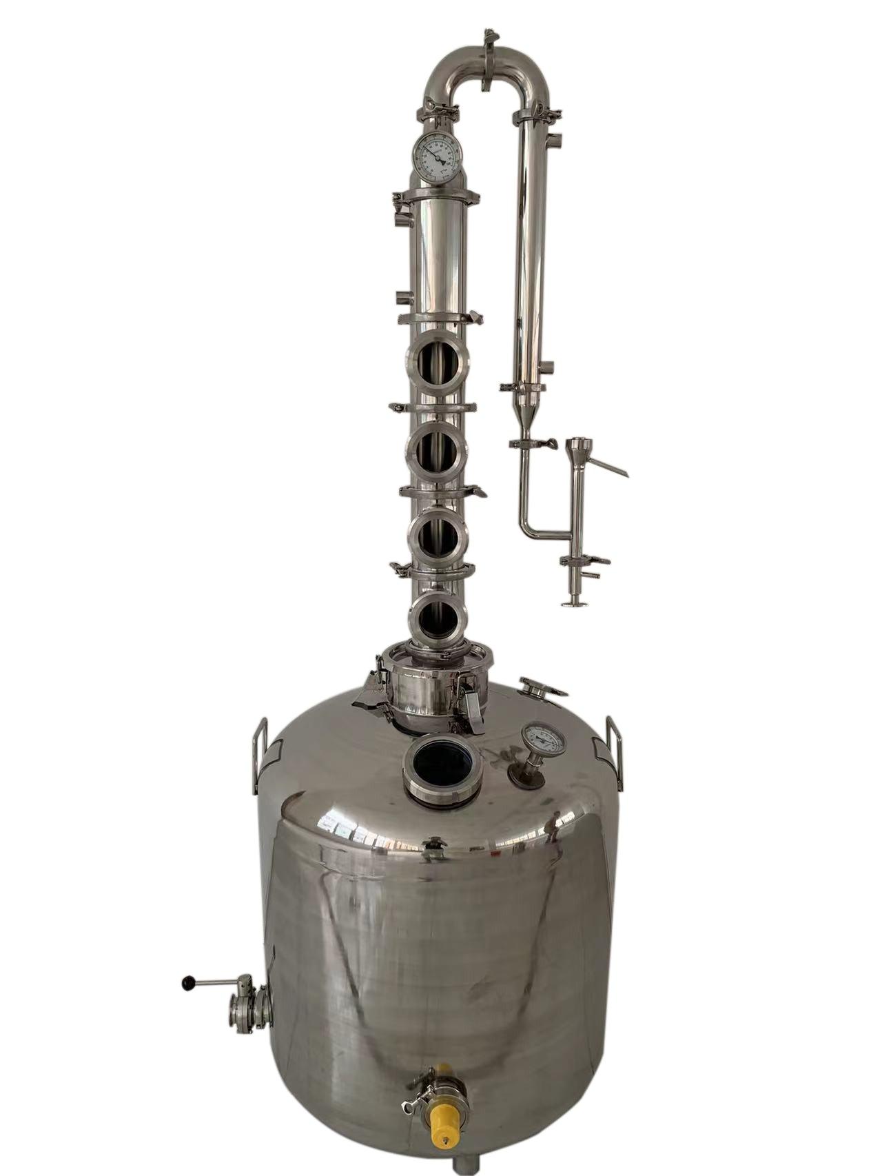 200Lt / 52 Gallon Non Jacket 4" 4 Plates Flute Column Still / Reflux S ...