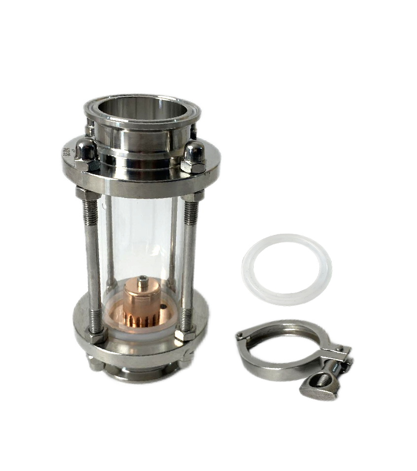 Glass Reflux Column Section with Copper Bubble Plate, Clamp and Gasket ...