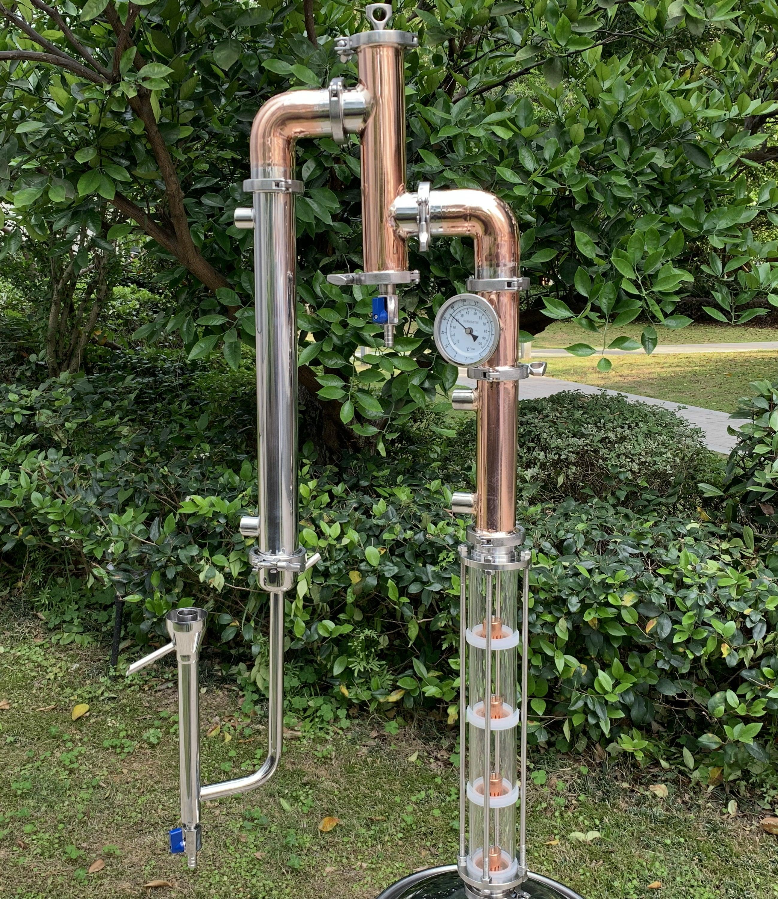 2 inch 4 Plate Glass Copper Still Column with Gin Basket – OakStills