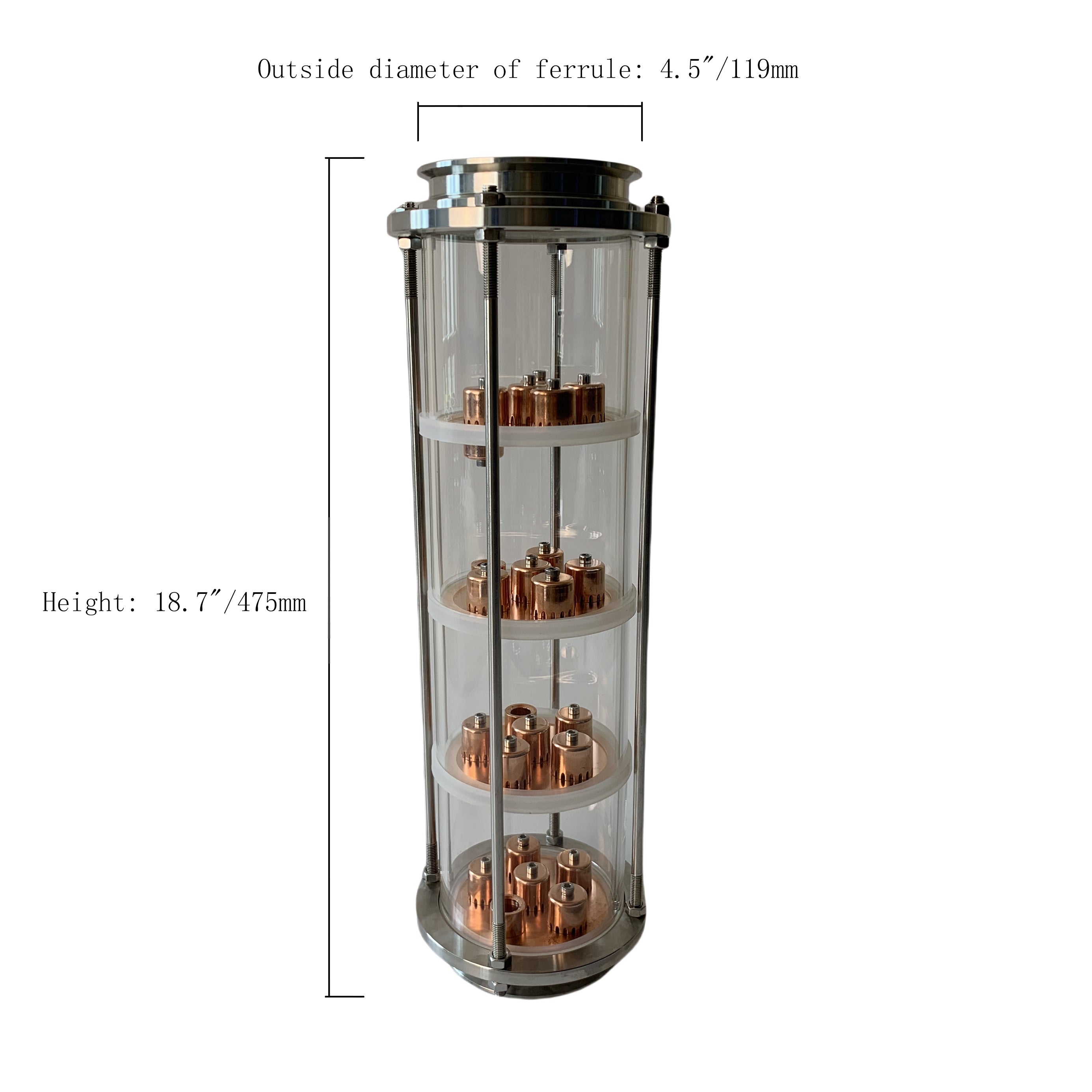 4" Glass Alcohol Distillation Column with Copper Bubble Plates – OakStills