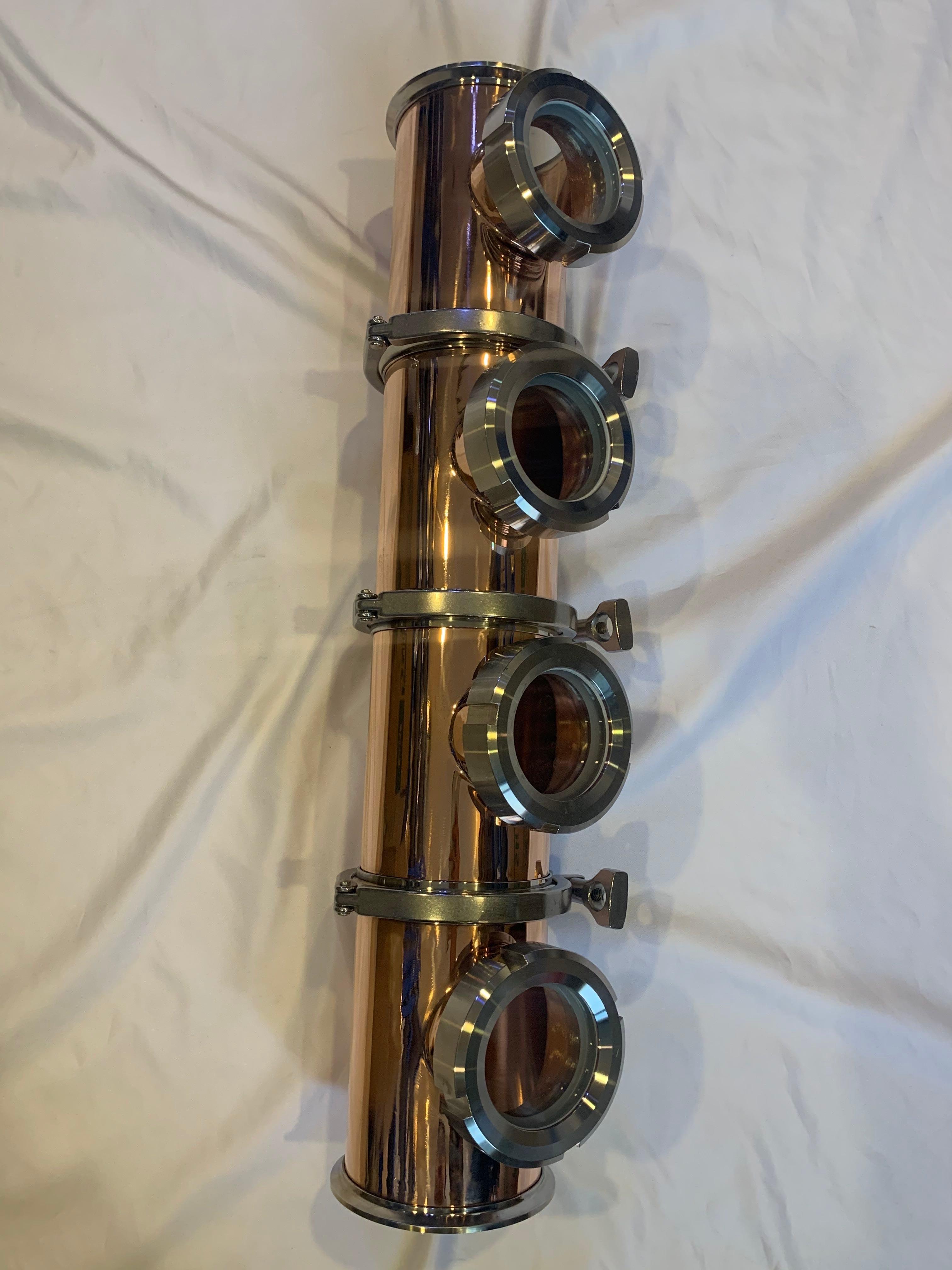 4 inch 4 Plate Copper Flute Column Sections with Copper Bubble Plates ...