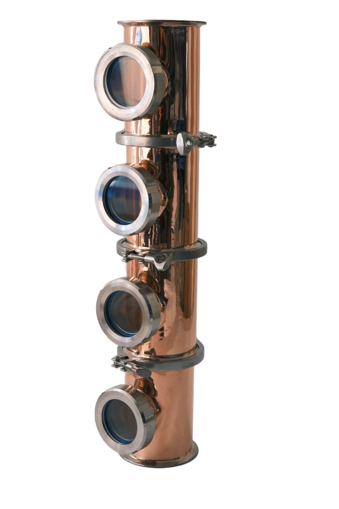 4 inch 4 Plate Copper Flute Column Sections with Copper Bubble Plates ...