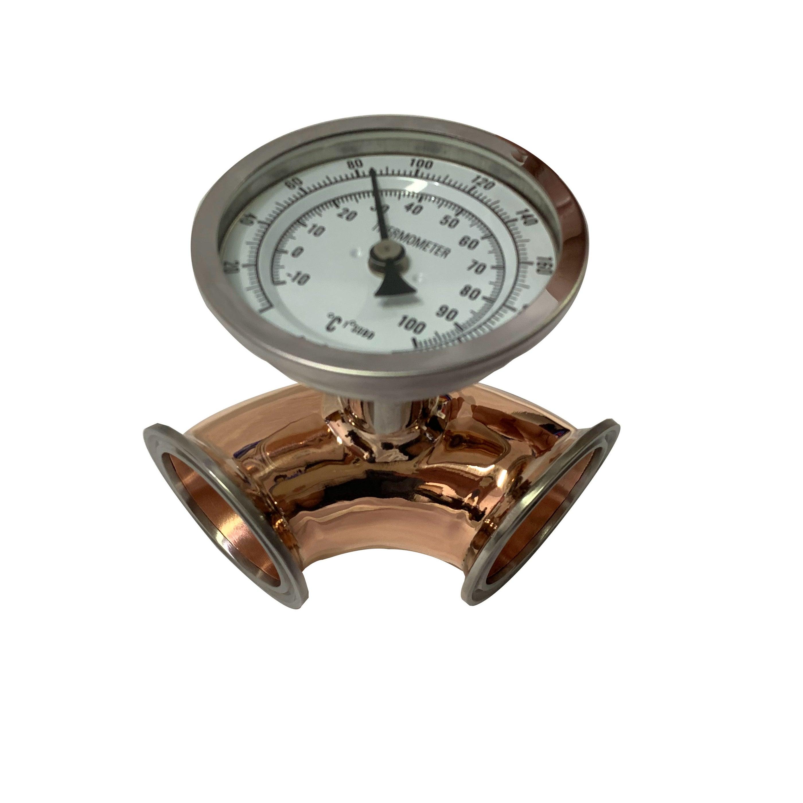 Copper Elbow 90 Deg with Thermometer – OakStills