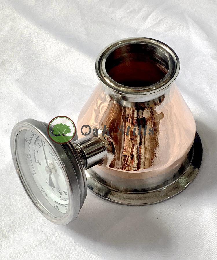 Copper 4" to 2"/3" to 2" reducer with dial thermometer – OakStills