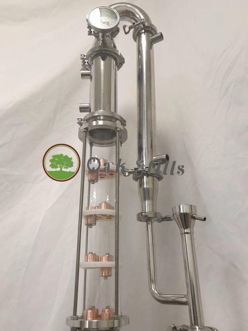 3" Glass Reflux Column Moonshine Still w/ Dephlegmator, Condenser, Bub ...