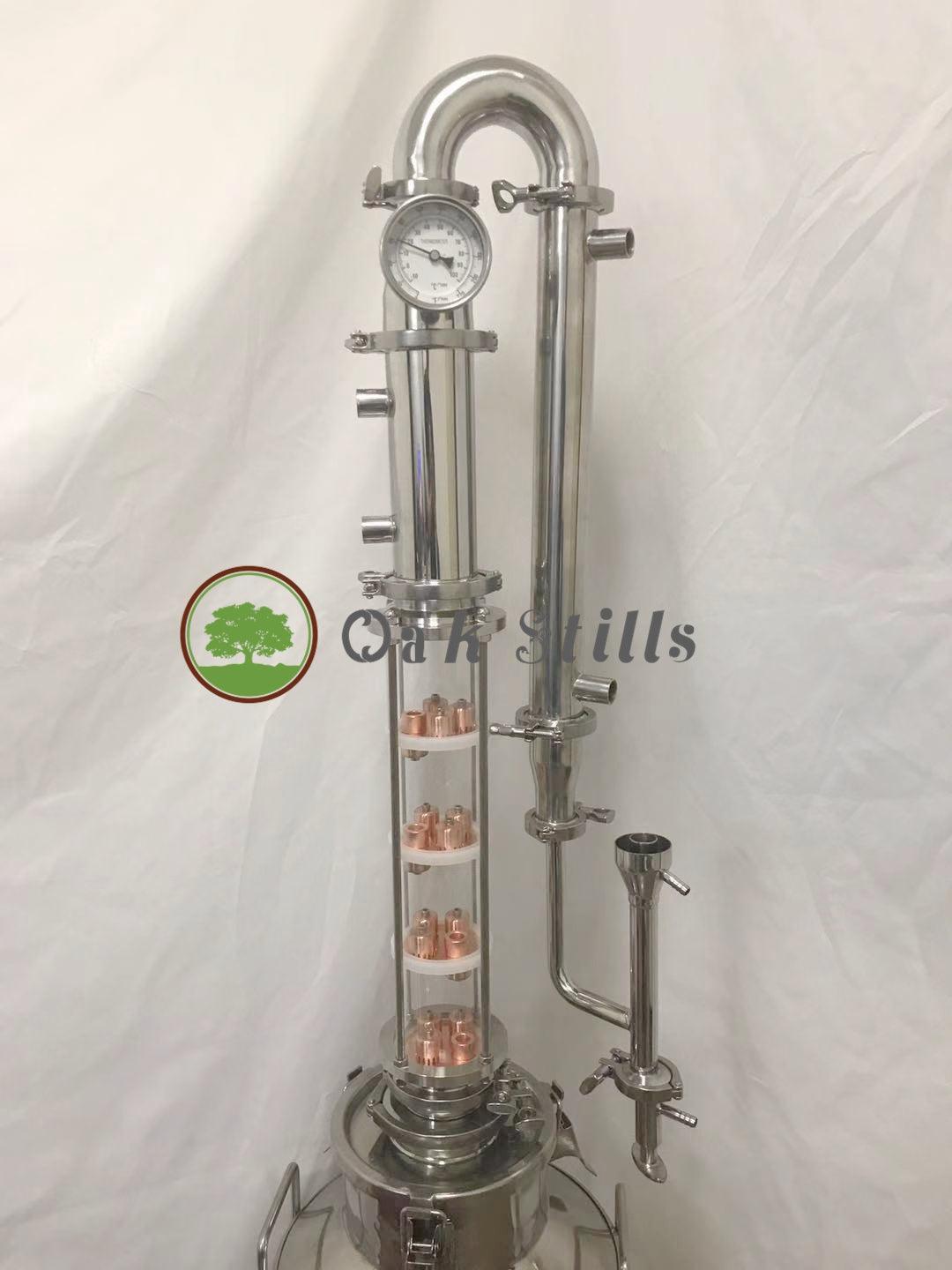 3" Glass Reflux Column Moonshine Still w/ Dephlegmator, Condenser, Bub ...